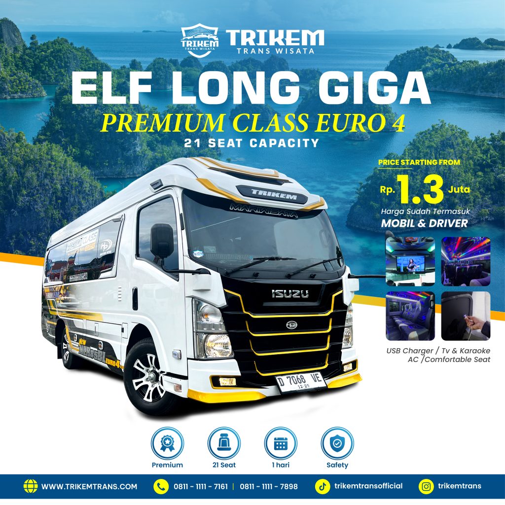 ISUZU ELF LONG GIGA 21 SEAT + DRIVER - Trikem Trans Wisata
